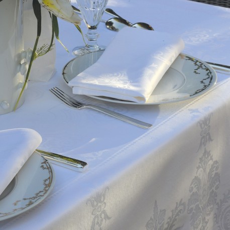 Nappe, nappes de table, classique, reception, blanc, haut de gamme